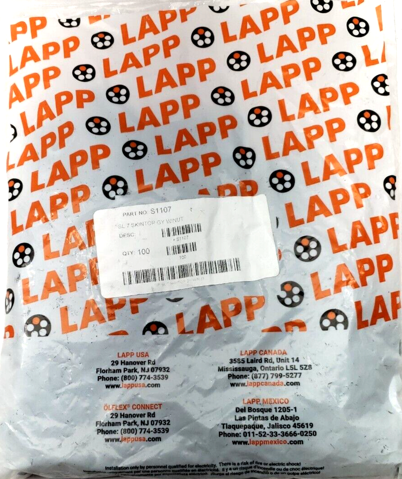 BAG OF 100 EA Lapp Skintop Cord Grip - PG-7 - .098" - .256" OD-Gray ...