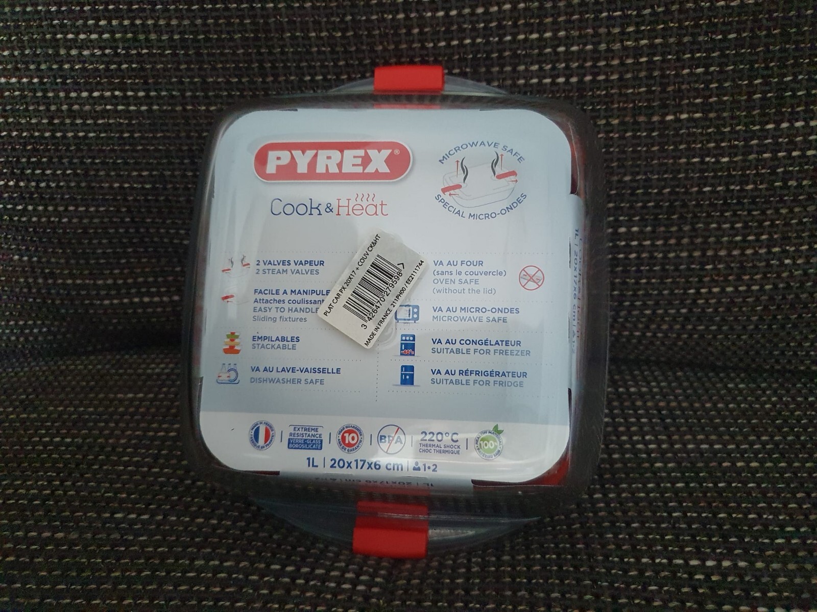 Pyrex Cook and Heat, Vorratsbehälter, Glasform, (1L/20 cm x17 cm x 6 cm ...