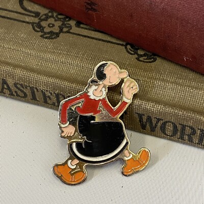 Vintage Popeye Olive Oil 1” Gold Pink Lapel Pin Cartoon King Features ...