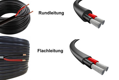 Fahrzeugleitung Auto Kabel Litze KFZ 2x 2,5 mm² 2 polig Rund Flach Rot ...