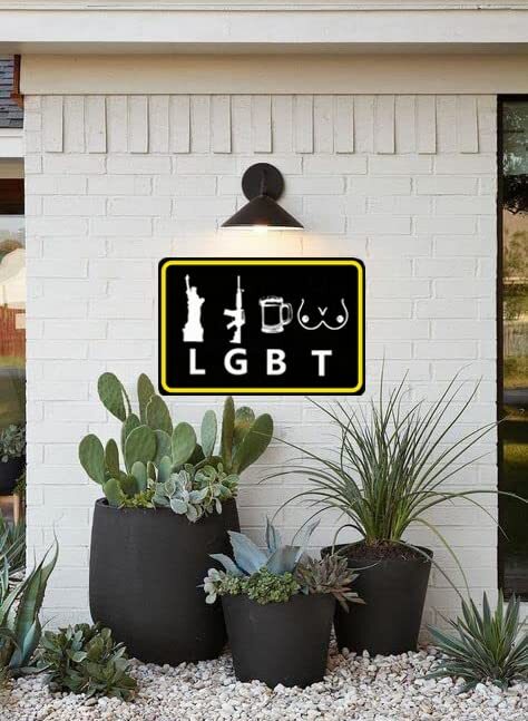 Cusde Funny Metal Tin Sign LGBT Pride LGBT Gifts Gay Liberty Guns Beer ...