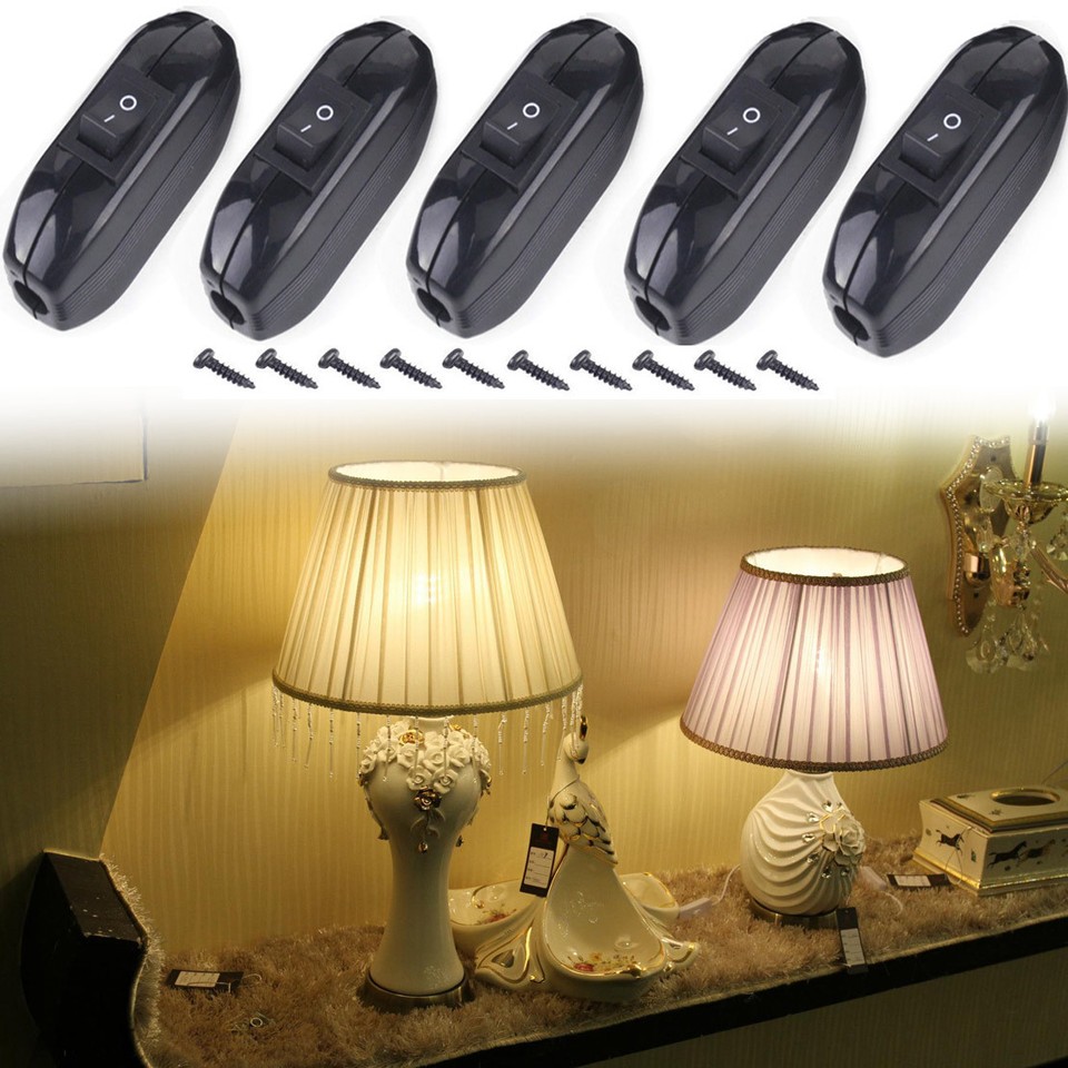 5xNew Inline ON/OFF Desk Light Table Lamp Cord Switch 250V AC/10A 3 ...