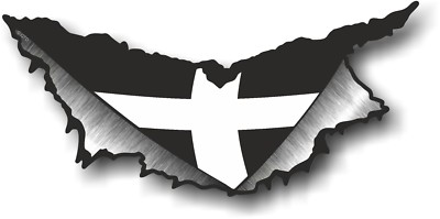 Triangular Ripped Torn Metal Rip & Cornwall County Flag Vinyl Car ...