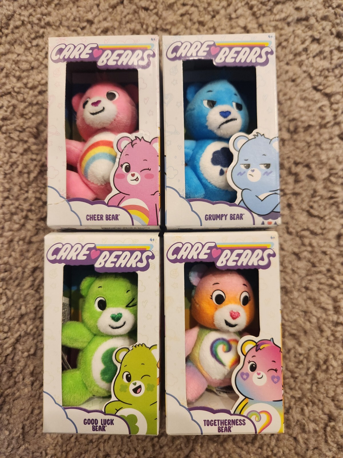 Care Bears Micro Plush 3" Set Of 4: Grumpy, Cheer, Togetherness, Good ...
