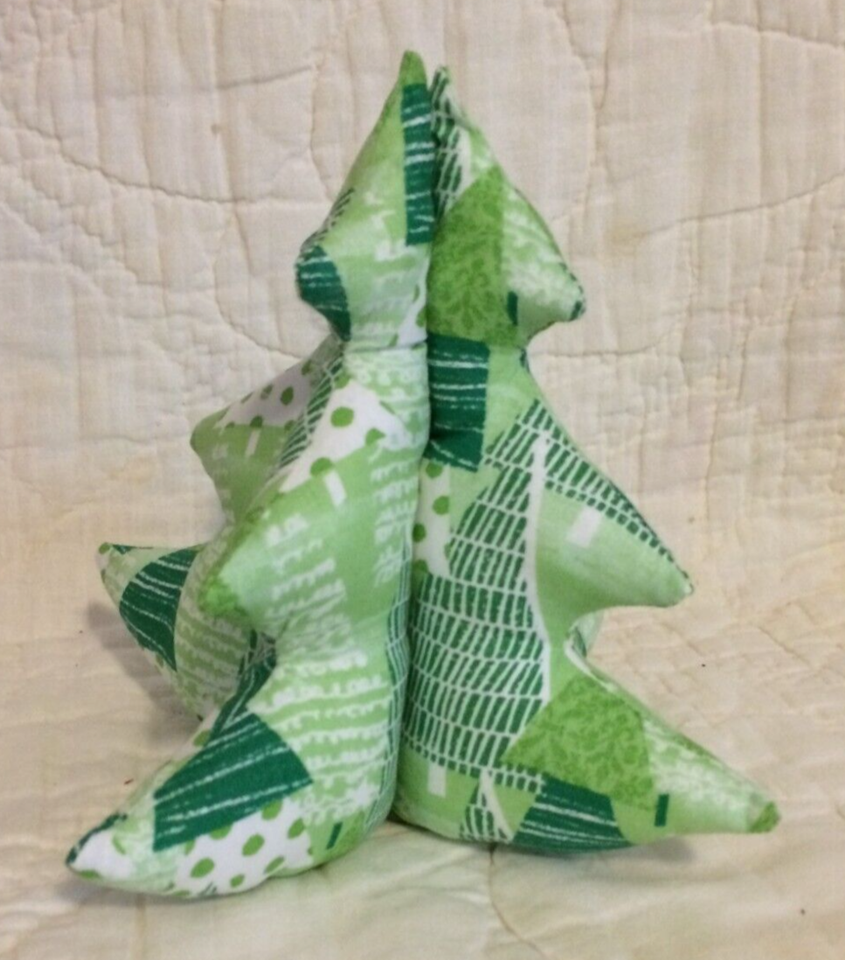 3D Stuffed Fabric CHRISTMAS TREE Shades of Green - Handmade Holiday ...