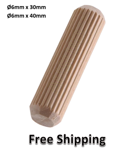 6mm x 30mm 40mm Wood Wooden Hardwood Timber Dowels Dowel Pin Pins Craft ...