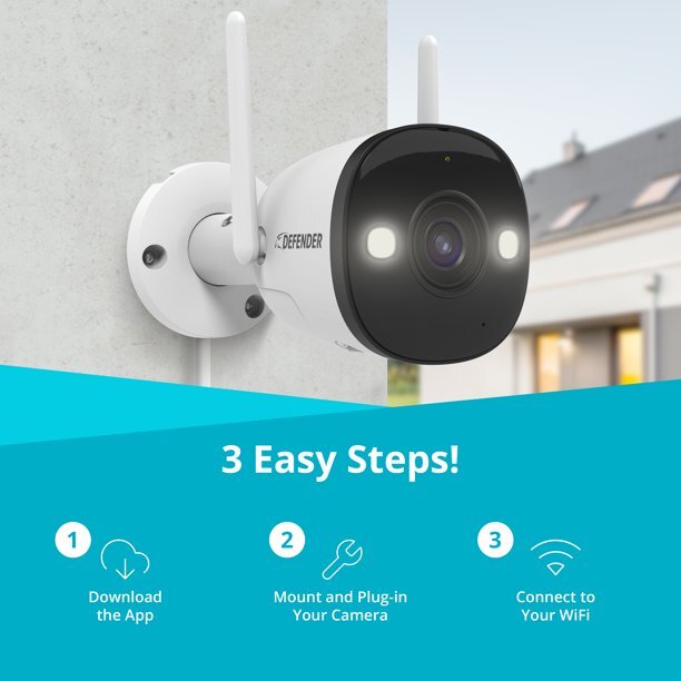Defender IP4MCB4PRO Guard Pro 2K WiFi. Plug-In Power Security Camera w ...