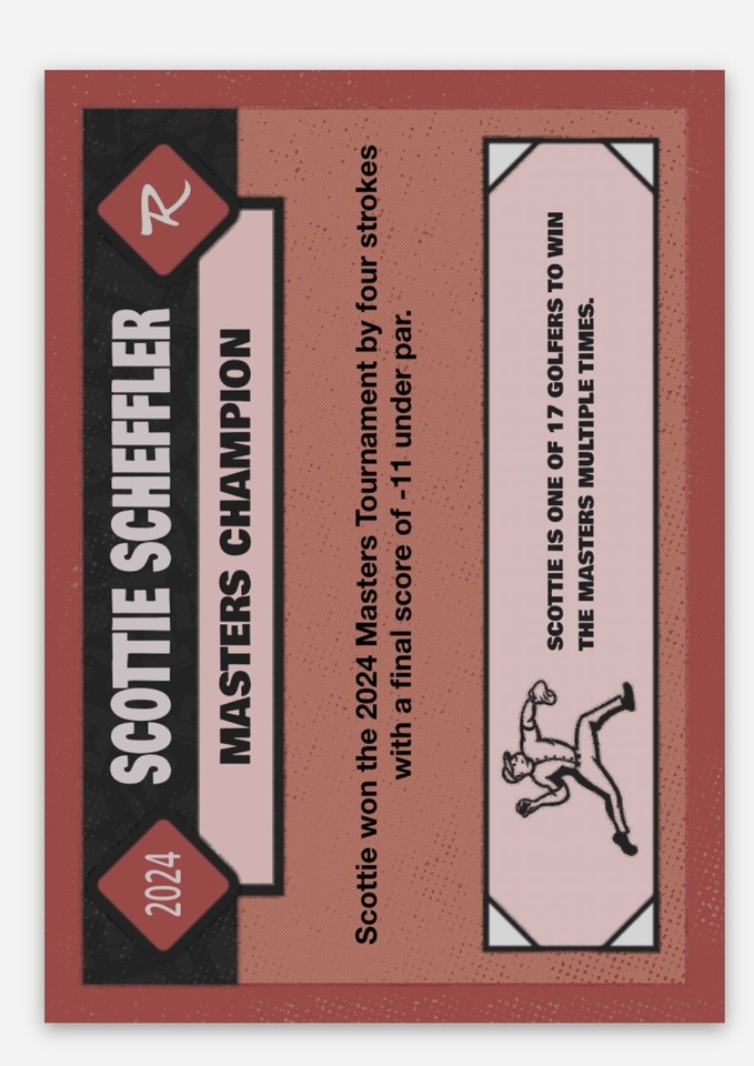 Scottie Scheffler 2024 Masters Tournament Champion Golf Star Custom ...