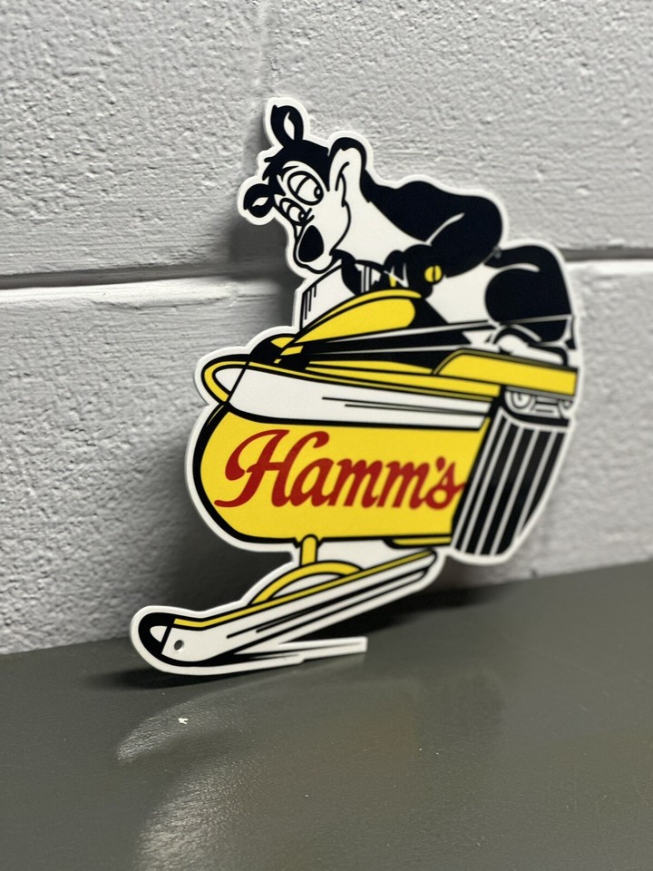 HAMMS Bear Thick Metal Sign Beverage Beer Station Service Bar Gas Oil ...