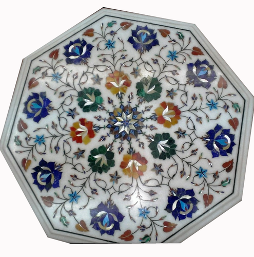 15" Marble Table Top Inlay pietra dura Work Handicraft gifts and Decor ...