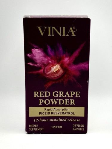 Vinia Red Grape Powder Rapid Absorption Piceid Resveratrol 30 Capsules ...
