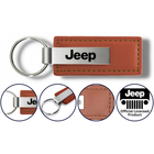Jeep Brown Leather Key Fob Authentic Logo Key Chain Key Ring Official ...