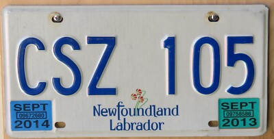 NEWFOUNDLAND and LABRADOR CANADA license plate 2013 - 2016 PICK ONE | eBay
