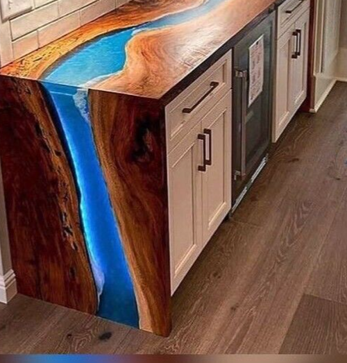 Epoxy Waterfall Table Blue Epoxy Coffee Table, Live Edge Countertop ...