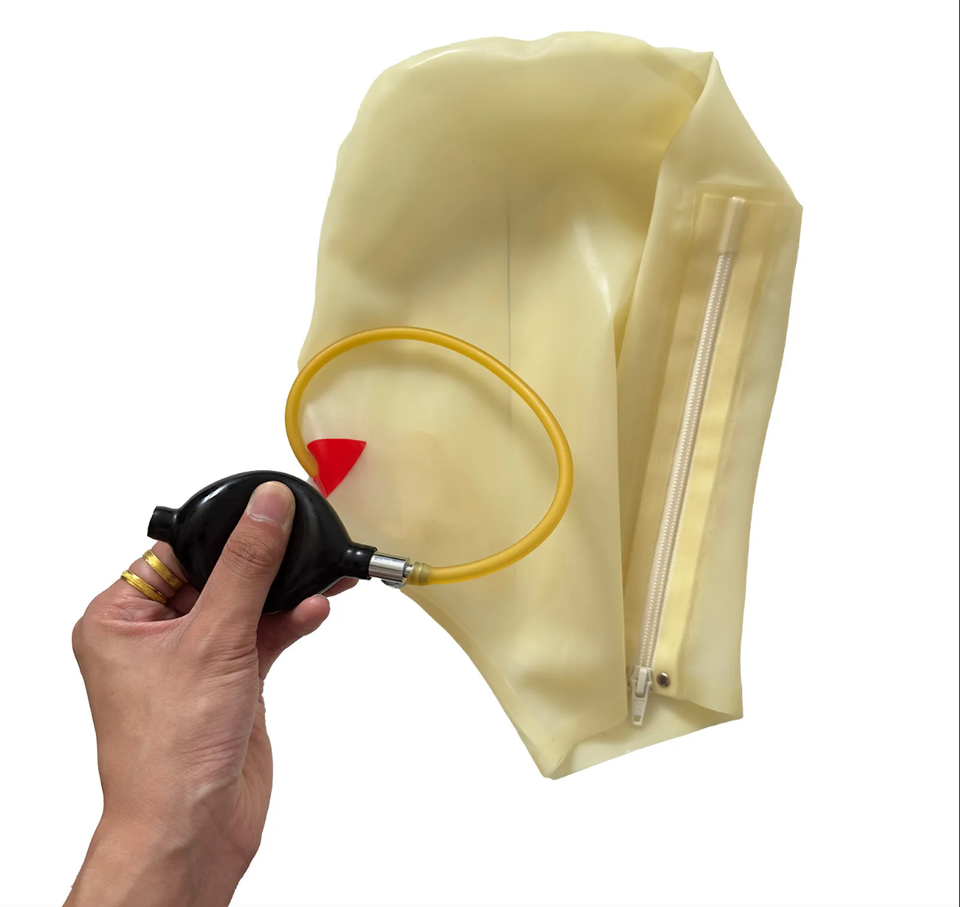 Latex Rubber Transparent Hood Mask Inflatable Long Tube Experience ...