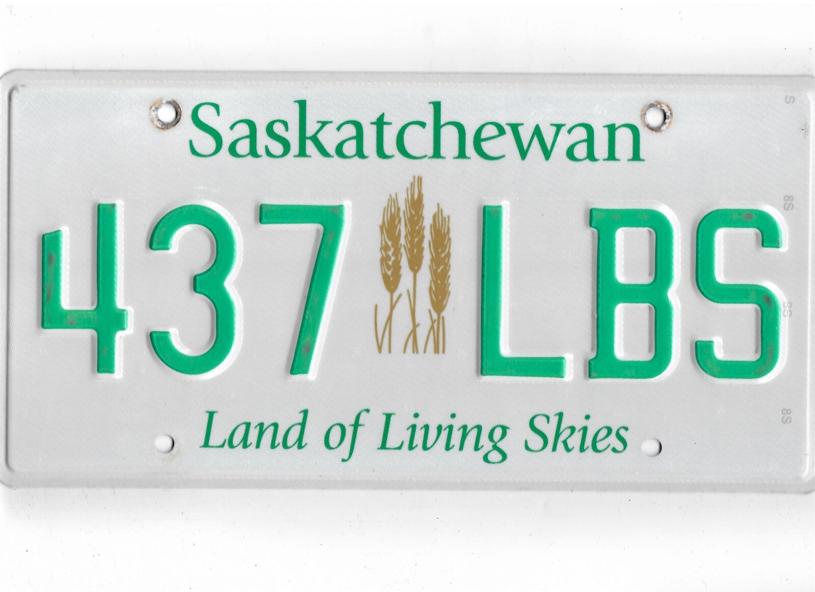 SASKATCHEWAN passenger license plate "437 LBS" | eBay