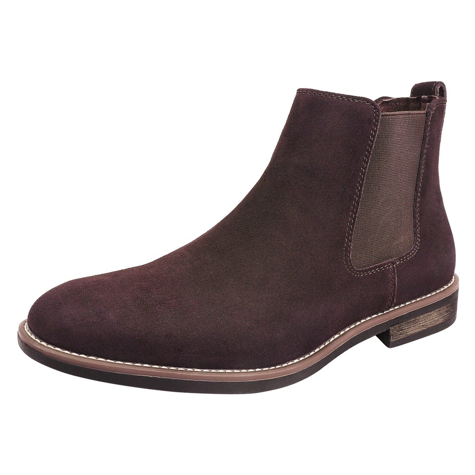 Men Suede Leather Chelsea Ankle Boots Slip On Casual Dress Shoes | eBay