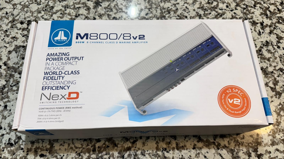 JL Audio M800/8v2, M Series Marine Class D 8-Ch Amplifier, 100W x 8 @ 2 ...