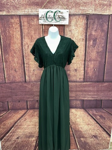 Enka Formal Vneck Dress, Lace Bodice, Elastic Waist, Flutter Sleeve ...