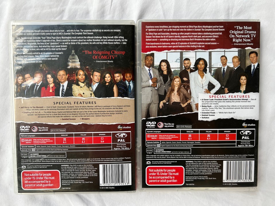 Scandal Dvd Seasons 2-3 Region 4 Tv Series Television Show Drama Pal ...