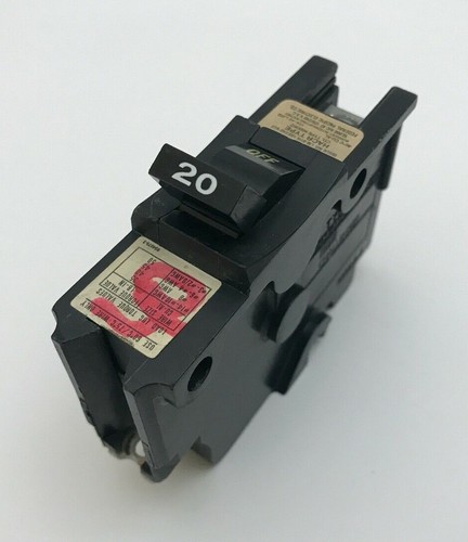 Federal Pacific FPE Stab-Lok Breaker 1 Pole 20 Amp Type NB 120V Thick ...