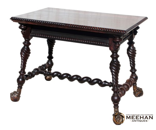 Merklin Barley Twist Leg Mahogany Library Table w/ Drawer | eBay