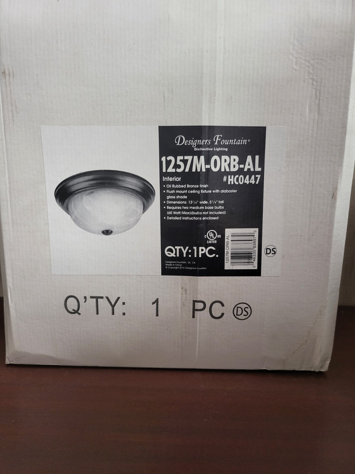 Light Fixture Oil Rubbed Bronze Flush Mount 13.25 x 5.25""1257M-ORB-AL 2 Socket | eBay