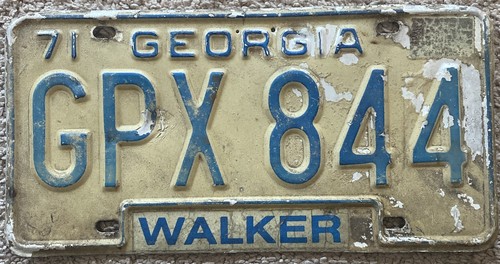 Georgia License Plate GA Tag # GPX 844 Walker Expired In 1971 | eBay
