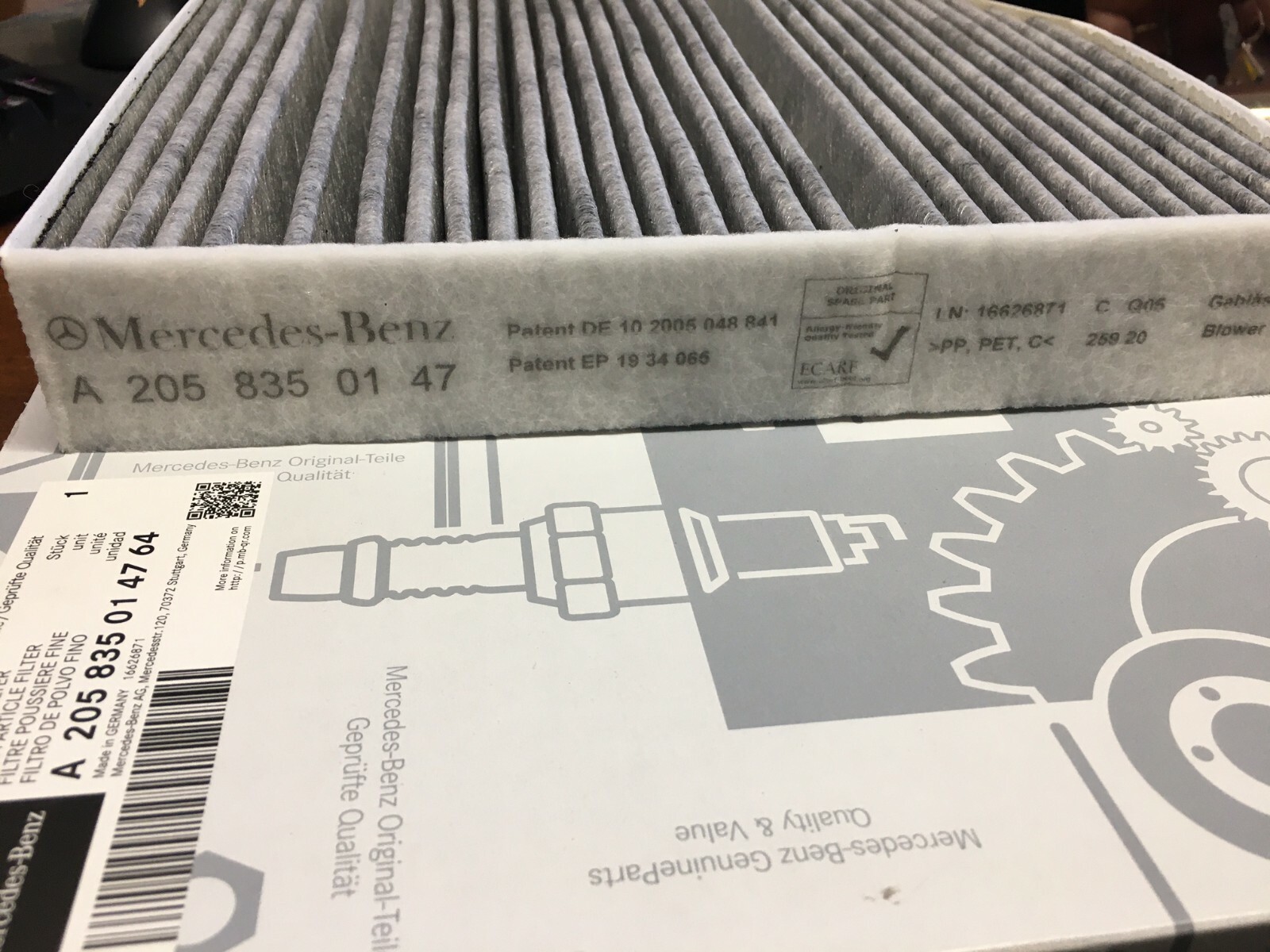 Genuine Mercedes-Benz C-class (205), E-class (213) Cabin Air Filter ...