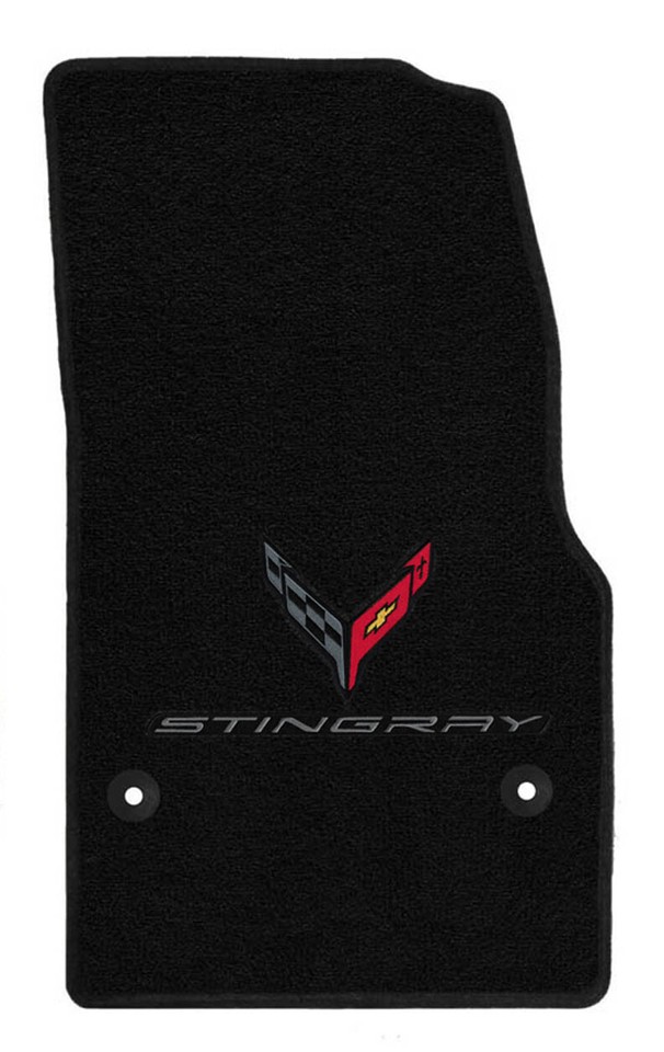 NEW! Black Carpet FLOOR MATS 2020-2025 CORVETTE C8 Carbon Flags Double ...