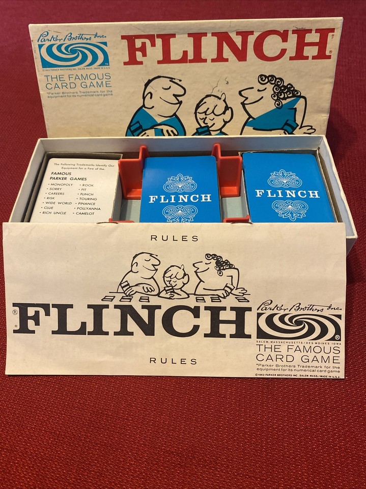 Flinch Card Game Vintage 1963 Parker Brothers. Cards, Box, And Holder ...