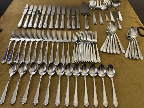 Service For 12 w/Serving Set WALLACE French Shell 18/8 Stainless Japan ...