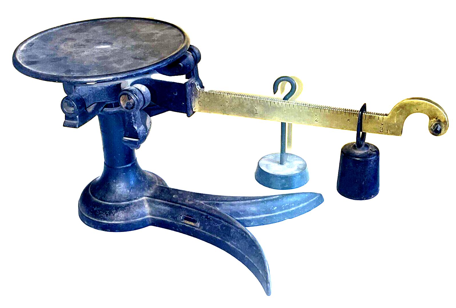 Antique FAIRBANKS 3lb. Cast Iron Balance Scale with two Weights Cir ...