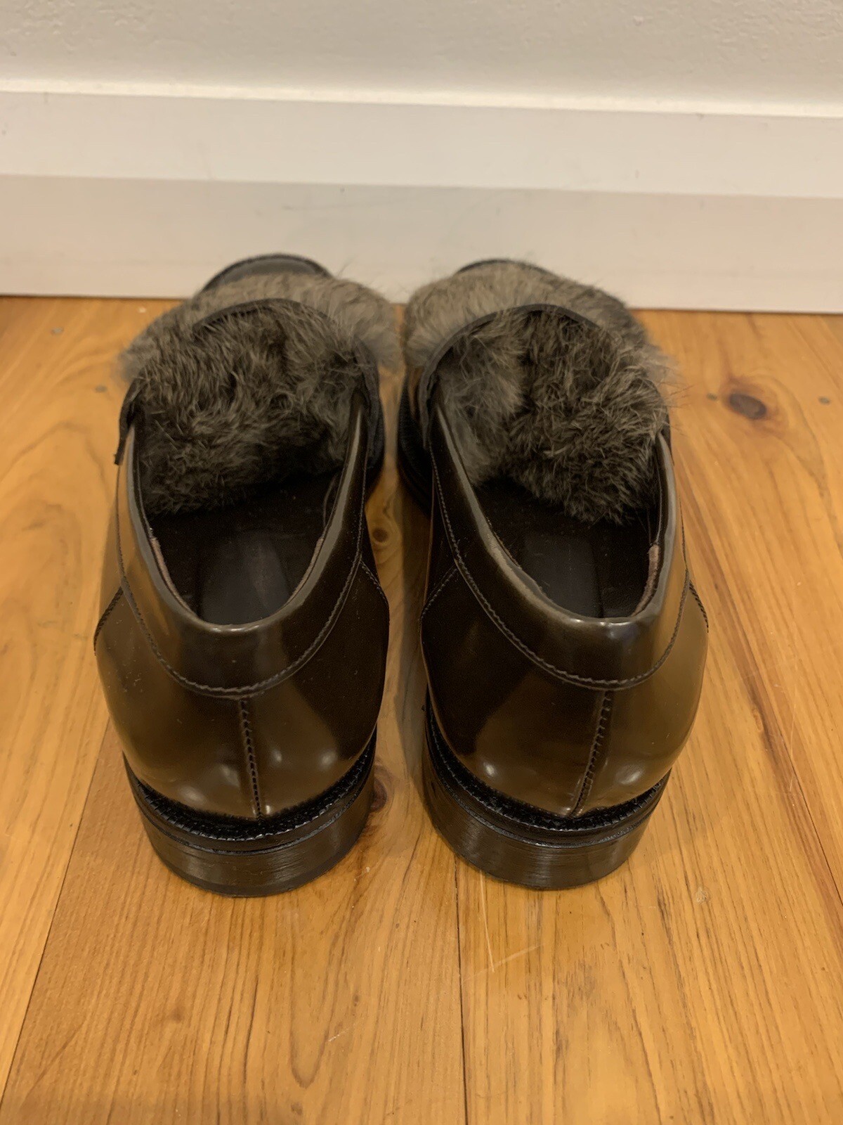 RARE As New Scanlan Theodore Brown Leather & Mink Fur Italy Loafers ...