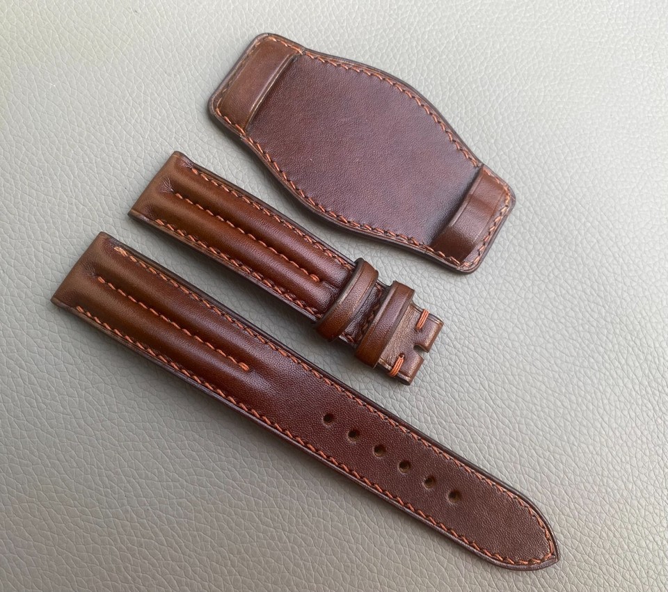 28 26 24 22 20 18 16mm genuine Veg cowhide watch band, handmade leather ...