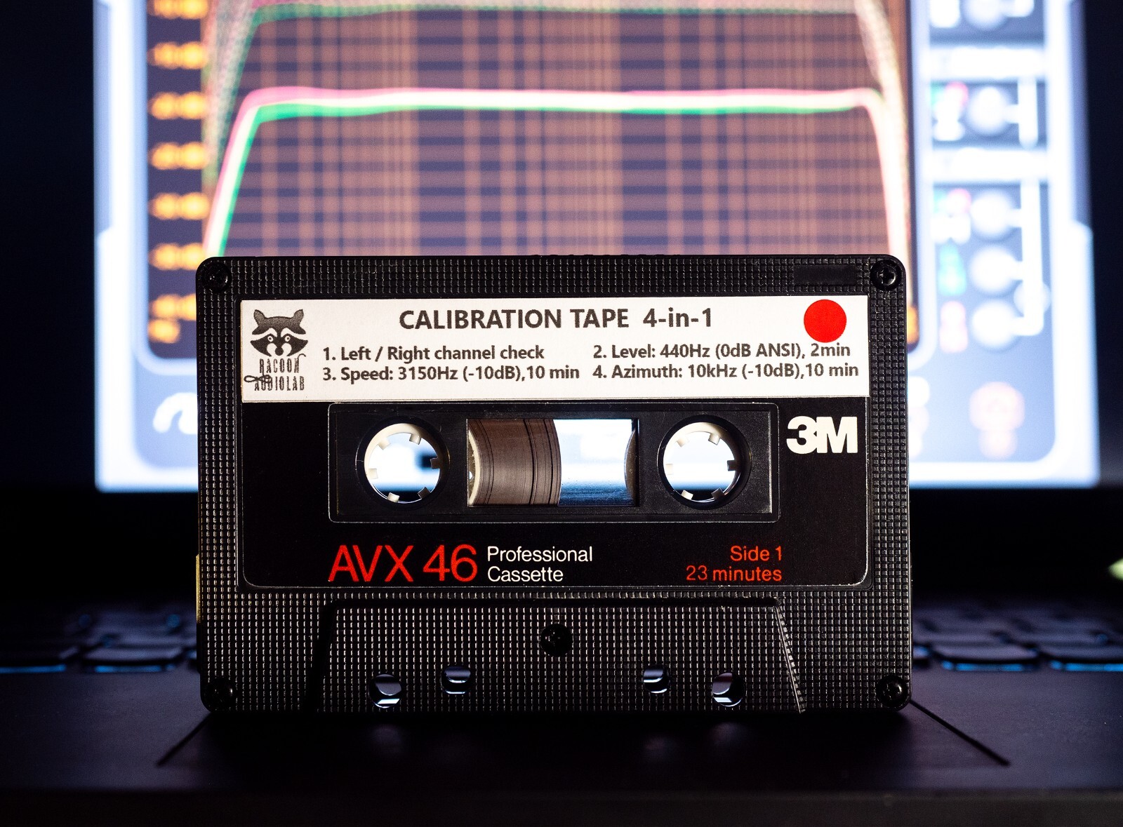 4-in-1 AVX46 Test/Calibration audio cassette tape: L/R, level, speed ...