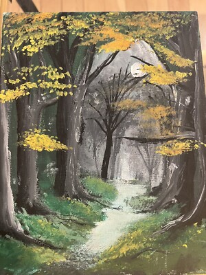 Original Hand Painted Forest Acrylic Paining. | eBay