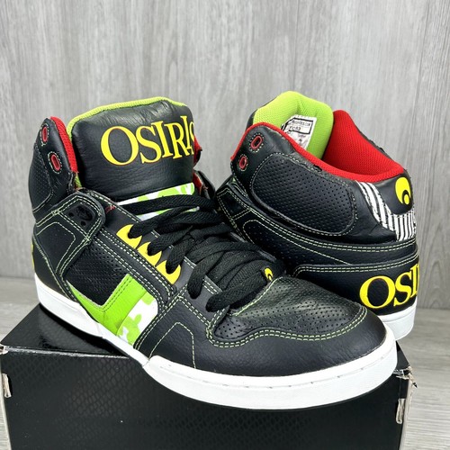 Osiris NYC 83 Black Neon Green Sz 12 Scally Skater Sneakers Shrek ...