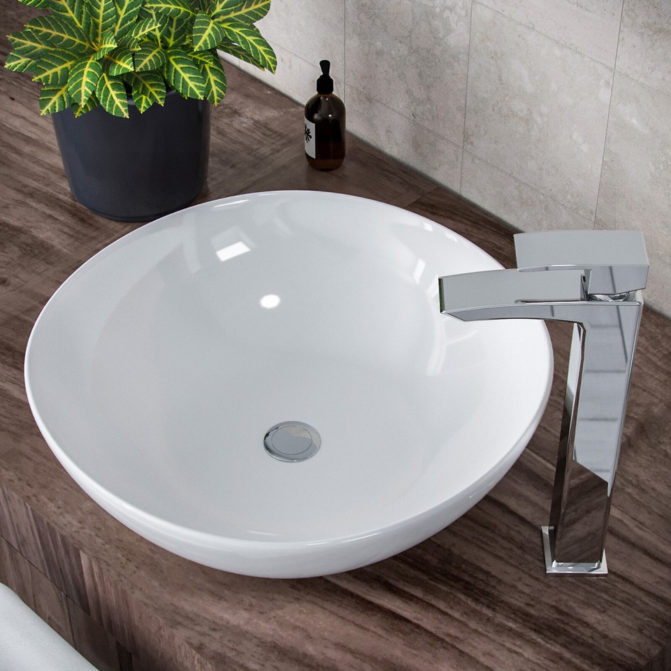 Bathroom Basin Sink Hand Wash Counter Top Wall Mounted Hung Ceramic ...
