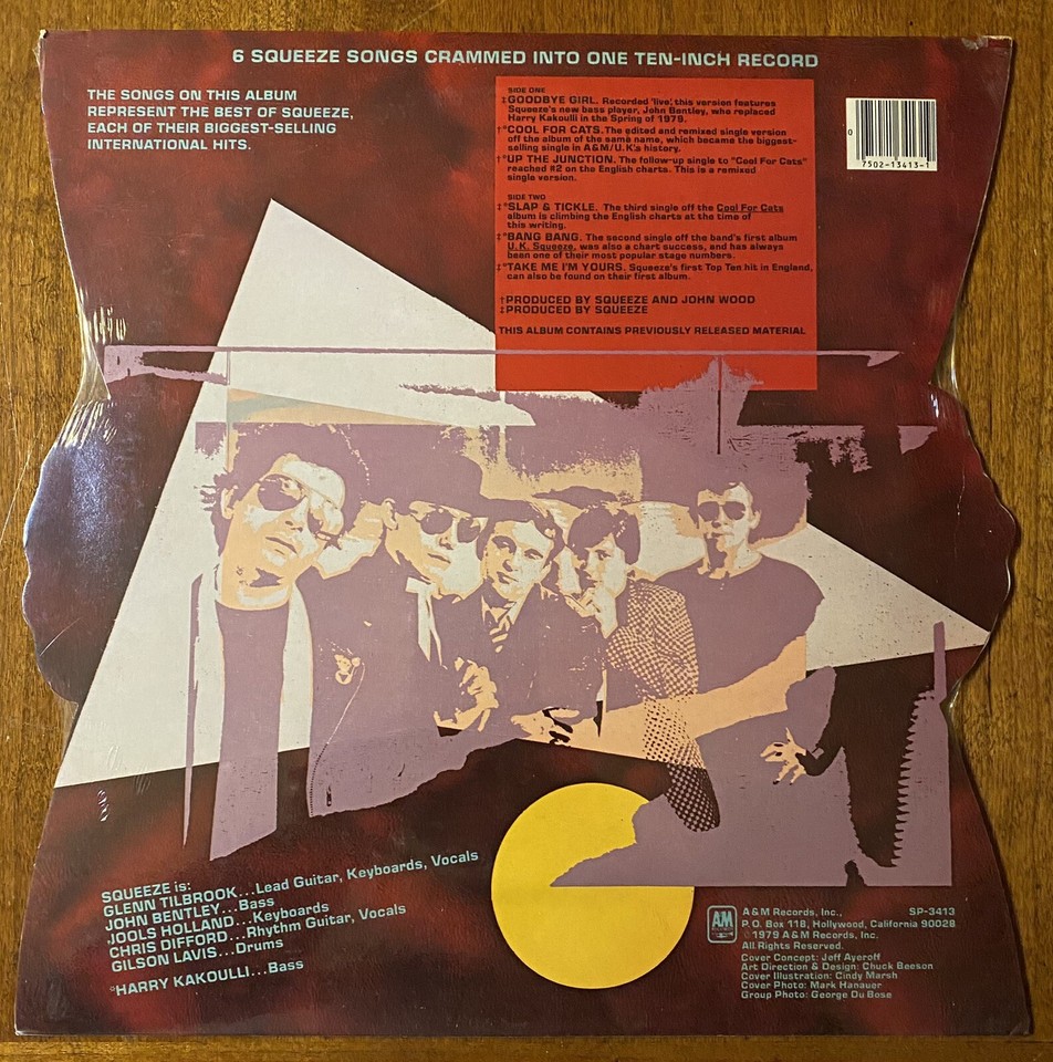 SQUEEZE (UK Squeeze) 6 Squeeze Songs 1979 US A&M 10" LP Die-Cut Sleeve ...
