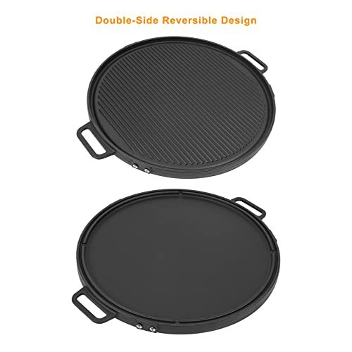 18" Cast Iron Campfire Griddle Double Sided Reversible Stovetop Grill ...