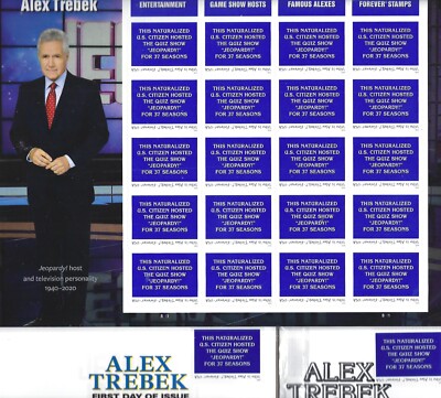 ALEX TREBEK JEOPARDY - USPS - STAMPS + FIRST DAY COVER + DIGITAL COLOR ...