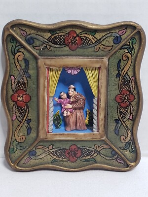 St Anthony Holding Christ Child Mini Retablo Nicho Peru Mexico Catholic ...