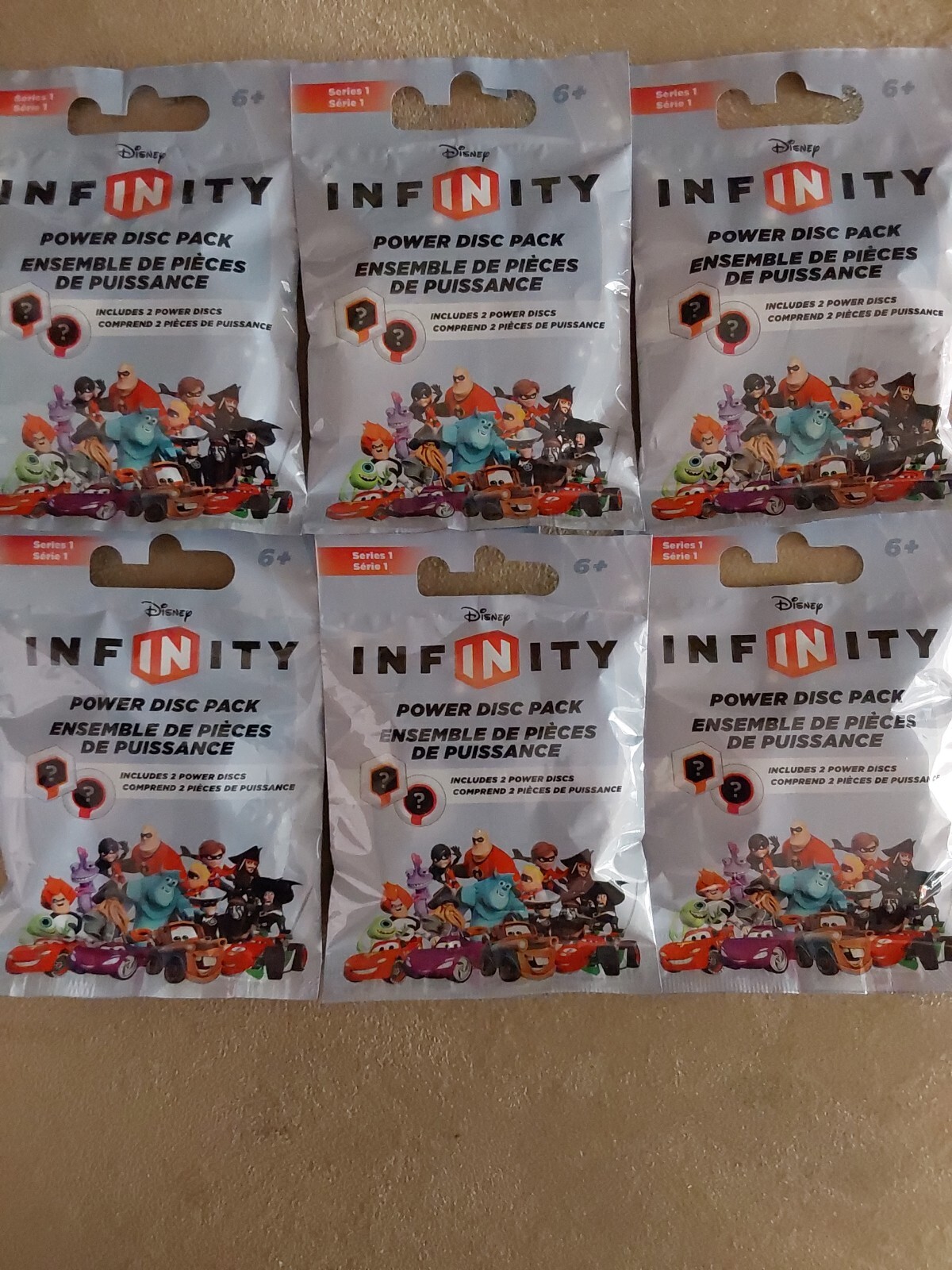 Lot of 6 Sealed DISNEY INFINITY Power Disc Packs Series 1 1st Release ...