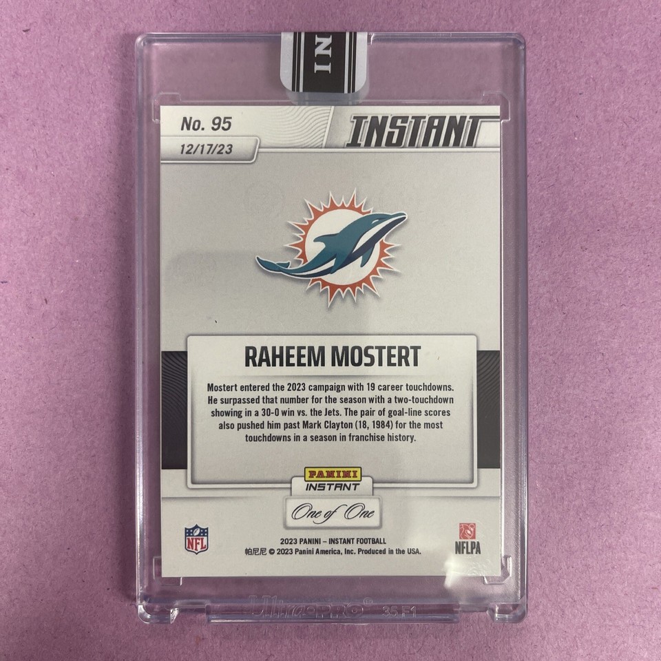 2023 Panini Instant Raheem Mostert 95 MIAMI RECORD:20 TDs-BLACK 1/1 ...