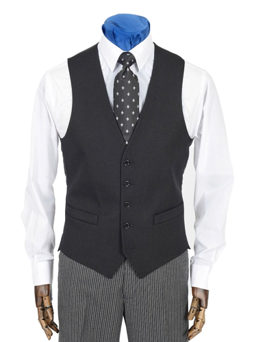Black Herringbone Waistcoat Masonic Wool Single Breasted Formal Suit ...