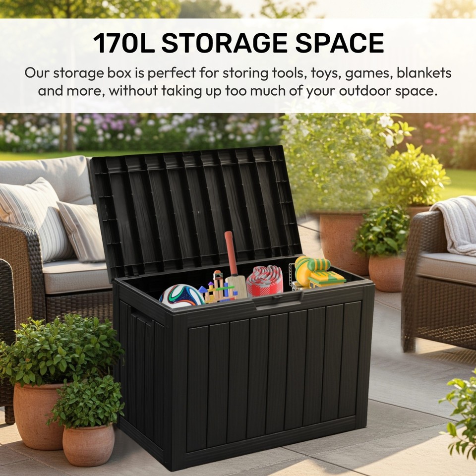 Outdoor Storage Box with Padlock - Garden Container Chest for Tools ...