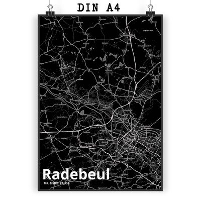 DIN A4 Poster Radebeul - Geschenk Stadt Stadt Dorf Karte Landkarte Map ...