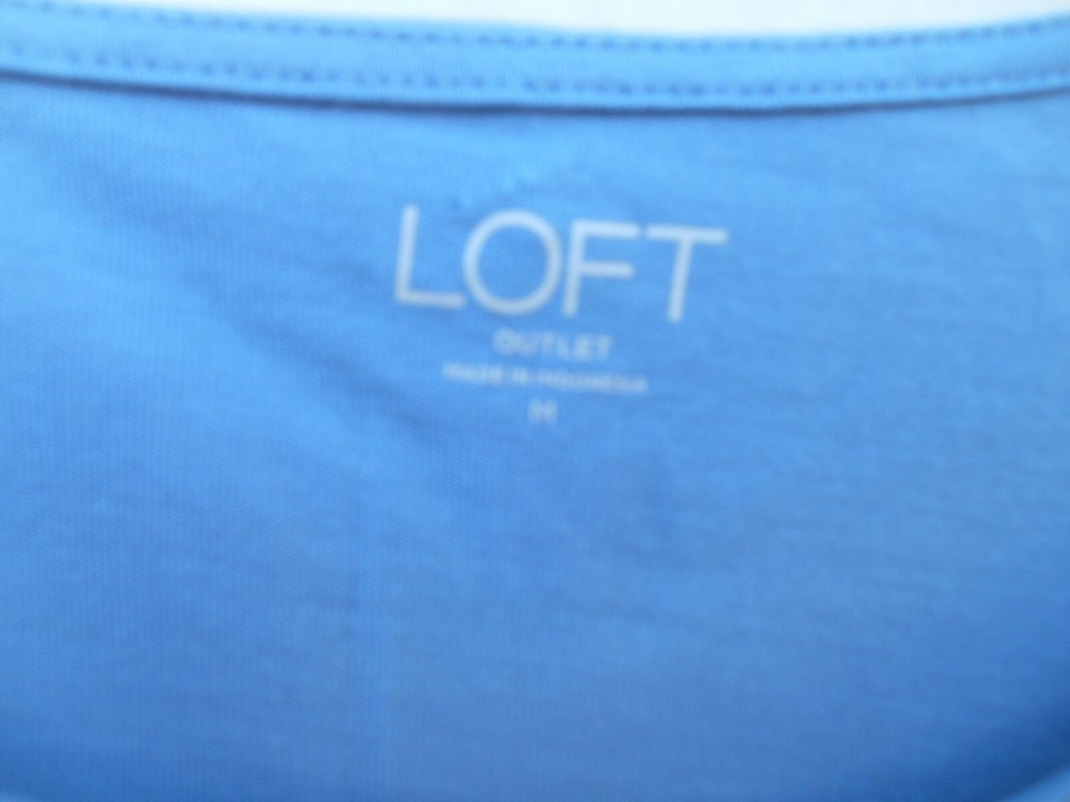 LOFT Blue Gray Ruffled Bell Sleeved 100% Rayon Knit Top Size Medium (38 ...