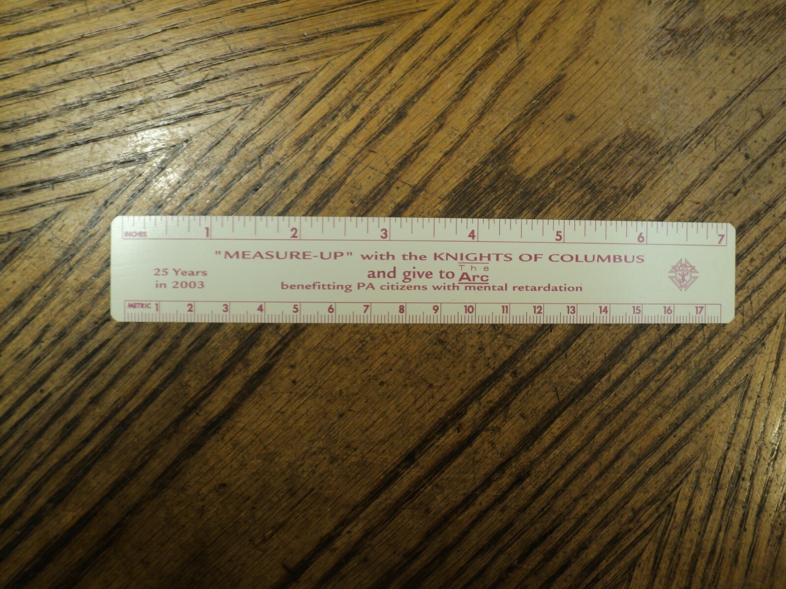 Vintage Advertising 7" Ruler MEASURE-UP with the KNIGHTS OF COLUMBUS ...